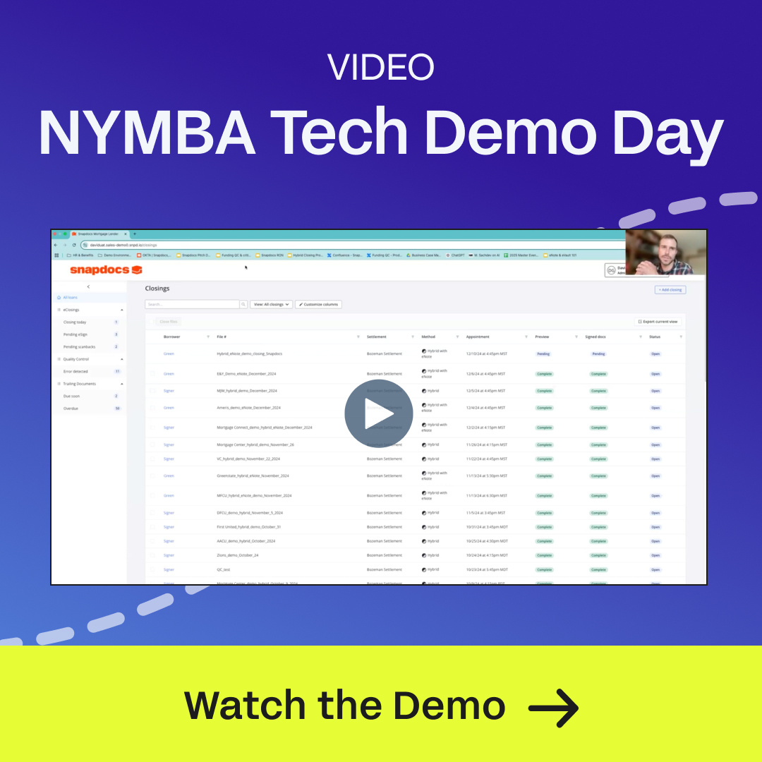 Video: Snapdocs eClosing Demo at NYMBA Tech Day